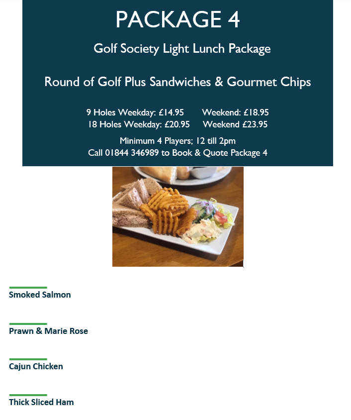 Golf Society Package 4: Light Lunch (Add £4 for pre game coffee and ...