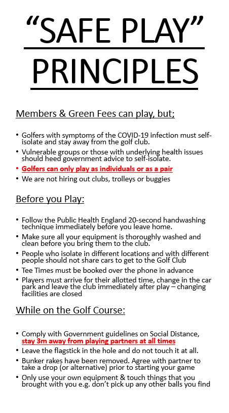 Latest Information 1) Green Fees - How to Pay & Play 2) Mandatory "Safe ...